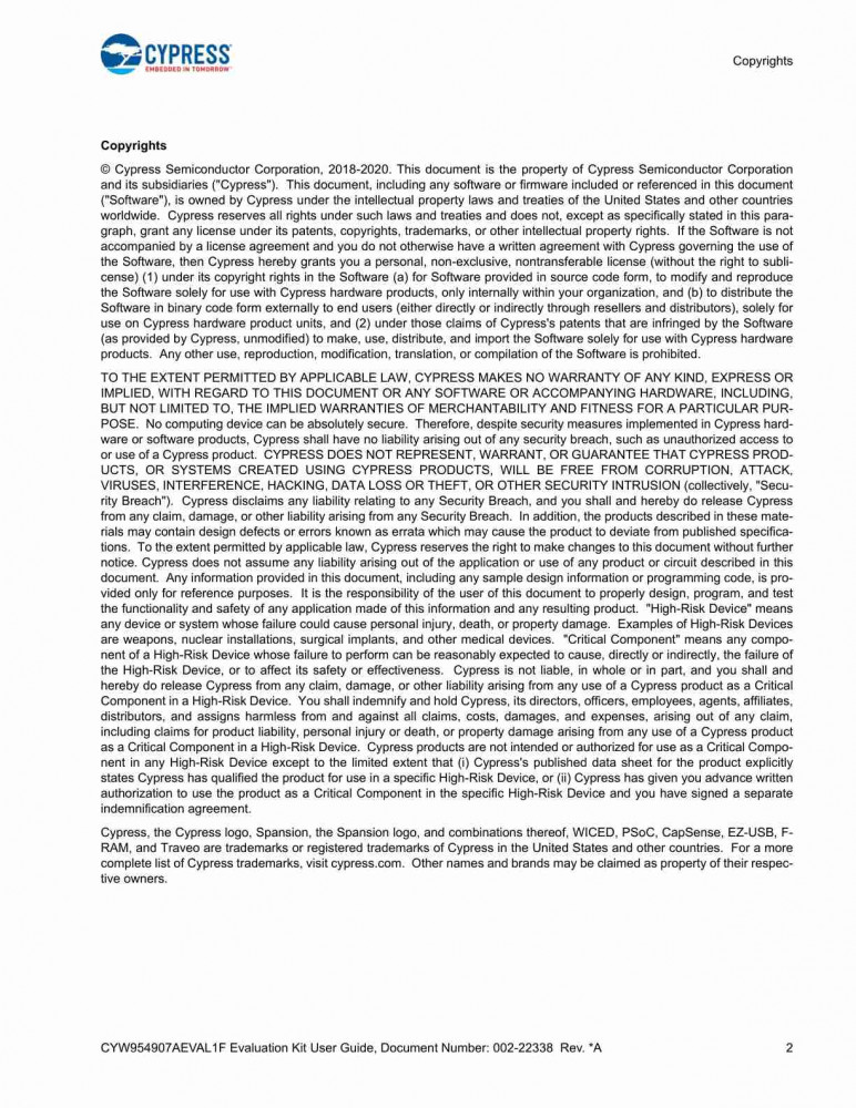 CYW954907AEVAL1F document page 3