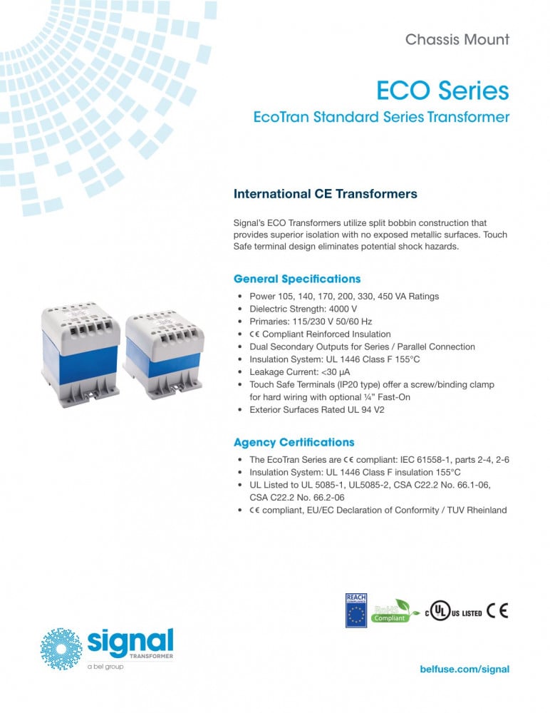 ECO Series transformer technical document page 1