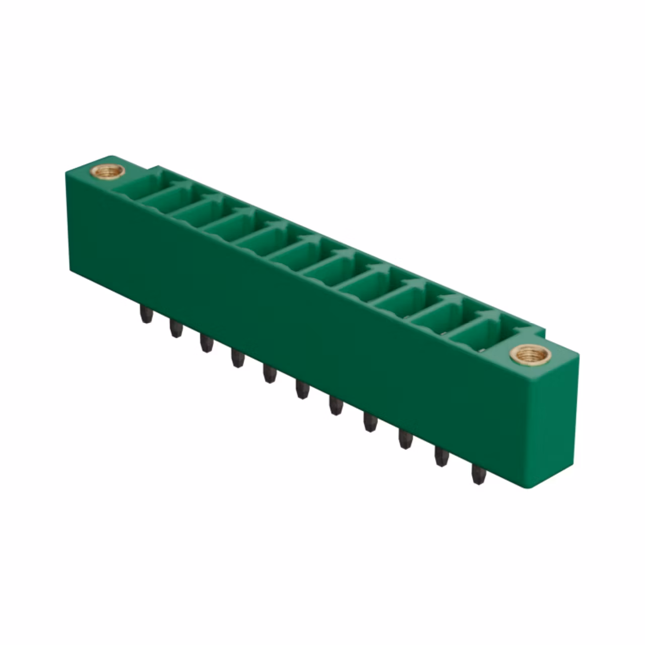 3.81mm Pitch Eurostyle Vertical PCB Header, with Threaded Retention Inserts, Green Housing, 11 Circuits for sale
