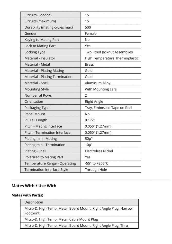 Technical document page 2 for MKHT-262-015-453-220S