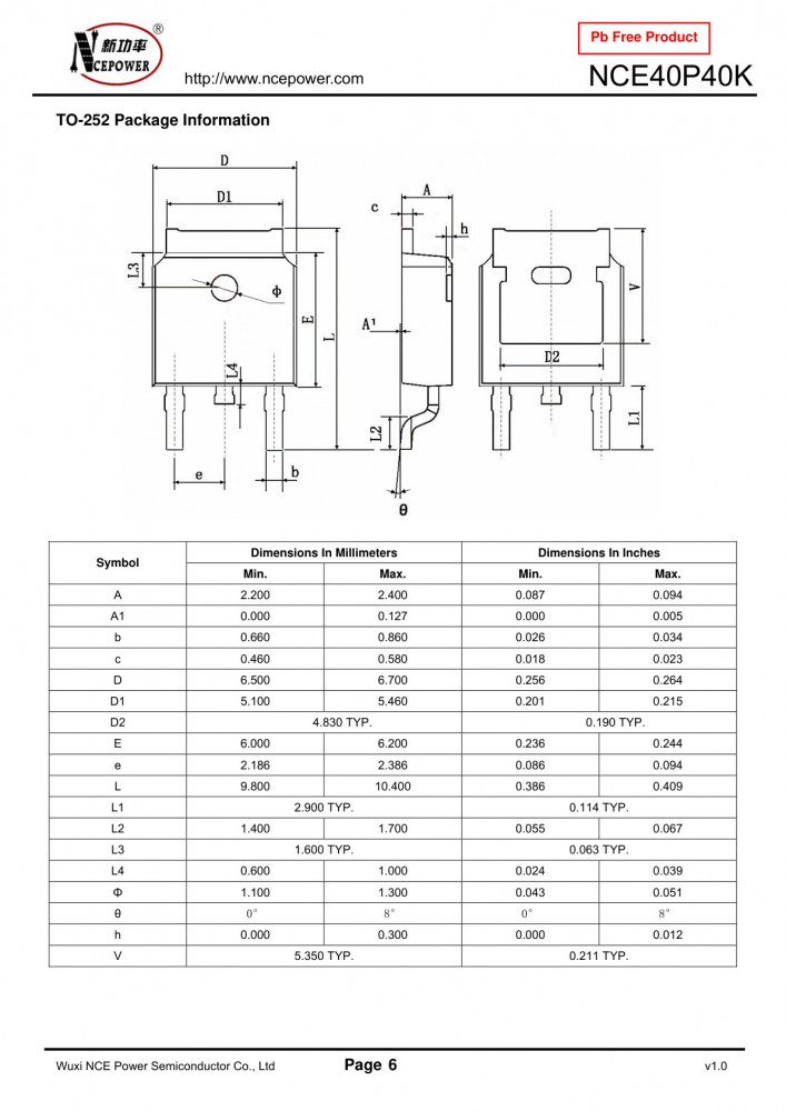 NCE40P40K datasheet page 6