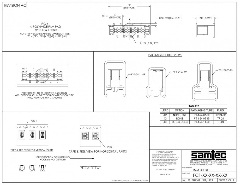 Samtec FC1-05-L2-T technical drawing page 2