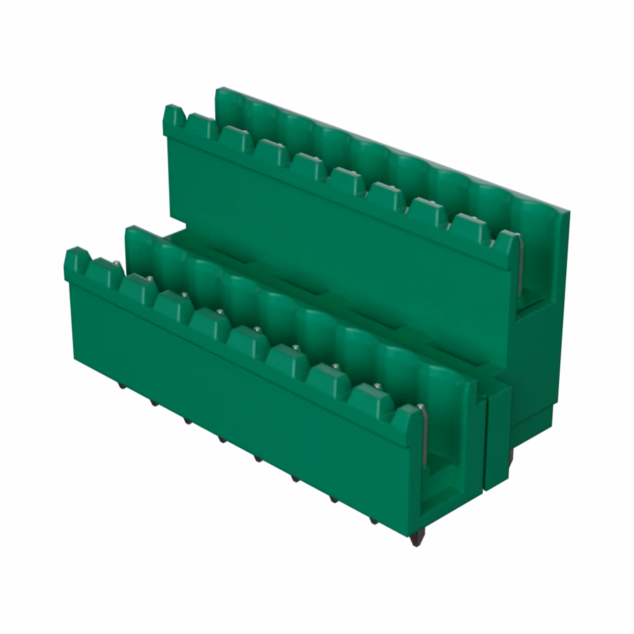 5.00mm Pitch Eurostyle Vertical Dual Level PCB Header, Open Ends, Green Housing, 18 Circuits for sale