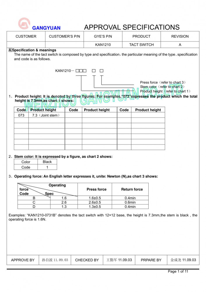 KAN1210 approval specification page 2