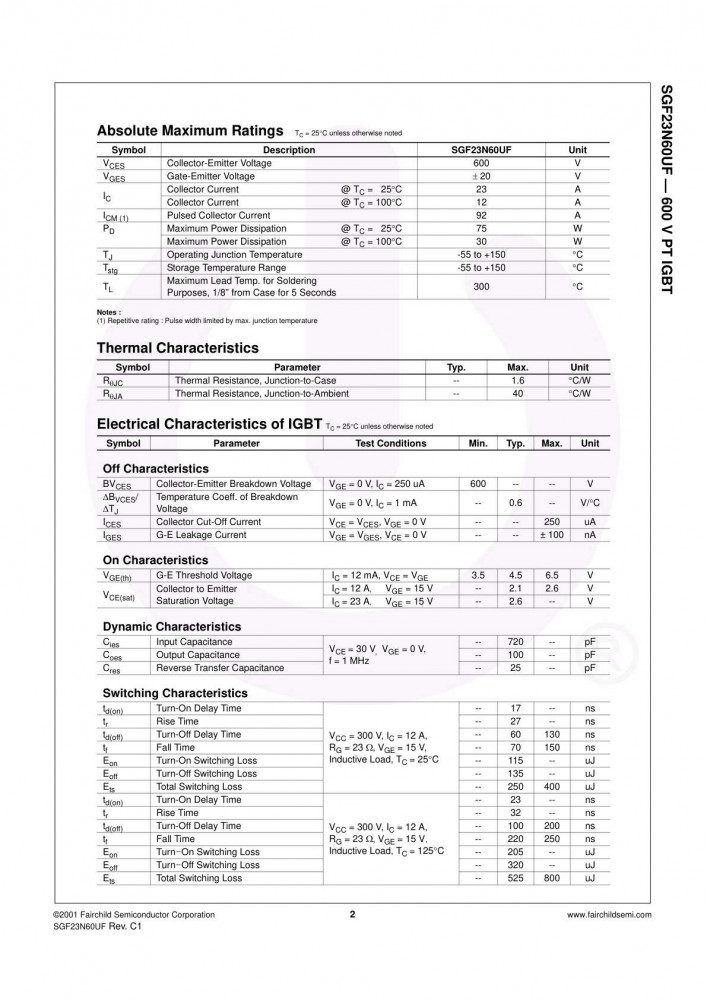 SGF23N60UF datasheet page 3