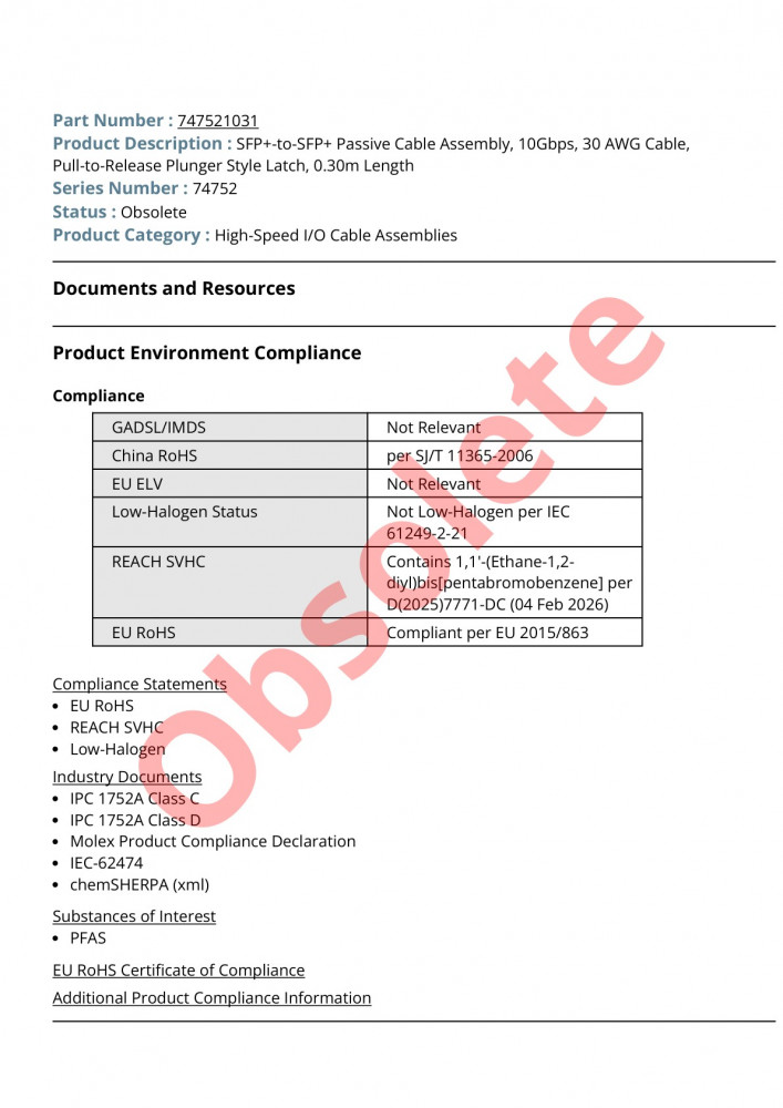 MOLEX 747521031 document image, page 1