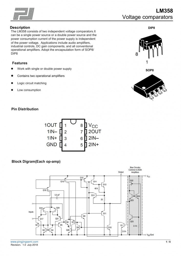 PJSEMI LM358 datasheet page 1
