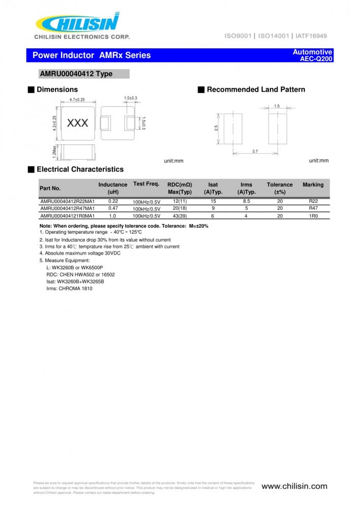 Chilisin AMRx datasheet page 2