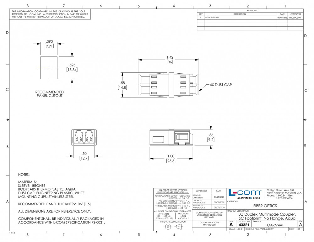 L-com FOA-974AF technical document preview