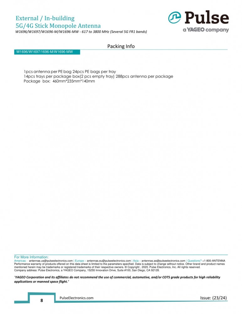 W1696-M datasheet page 8