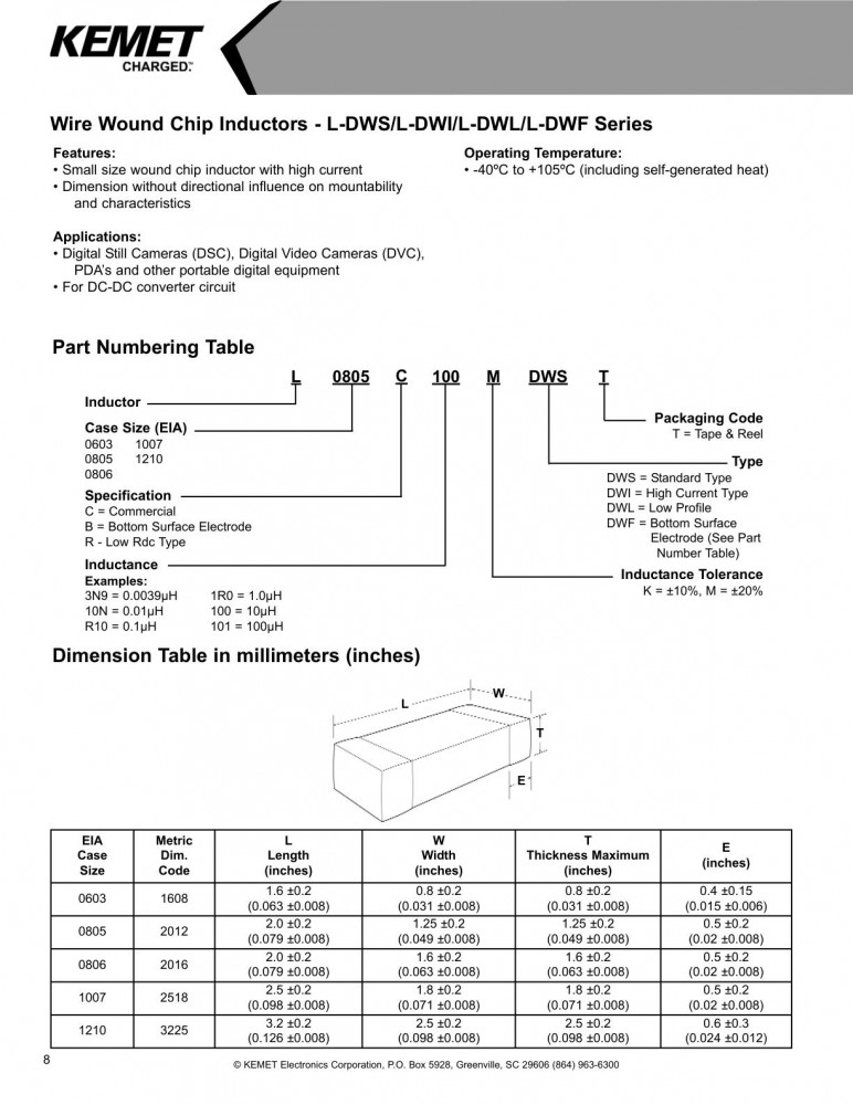 KEMET technical document page 8