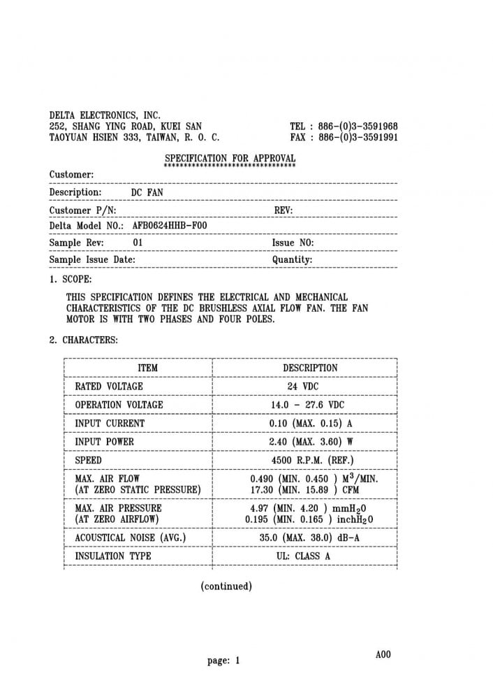 AFB0624HHB-F00 specification page 2