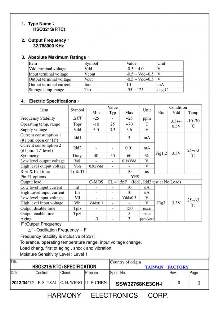 SSW32768KE3CH-I datasheet page 3