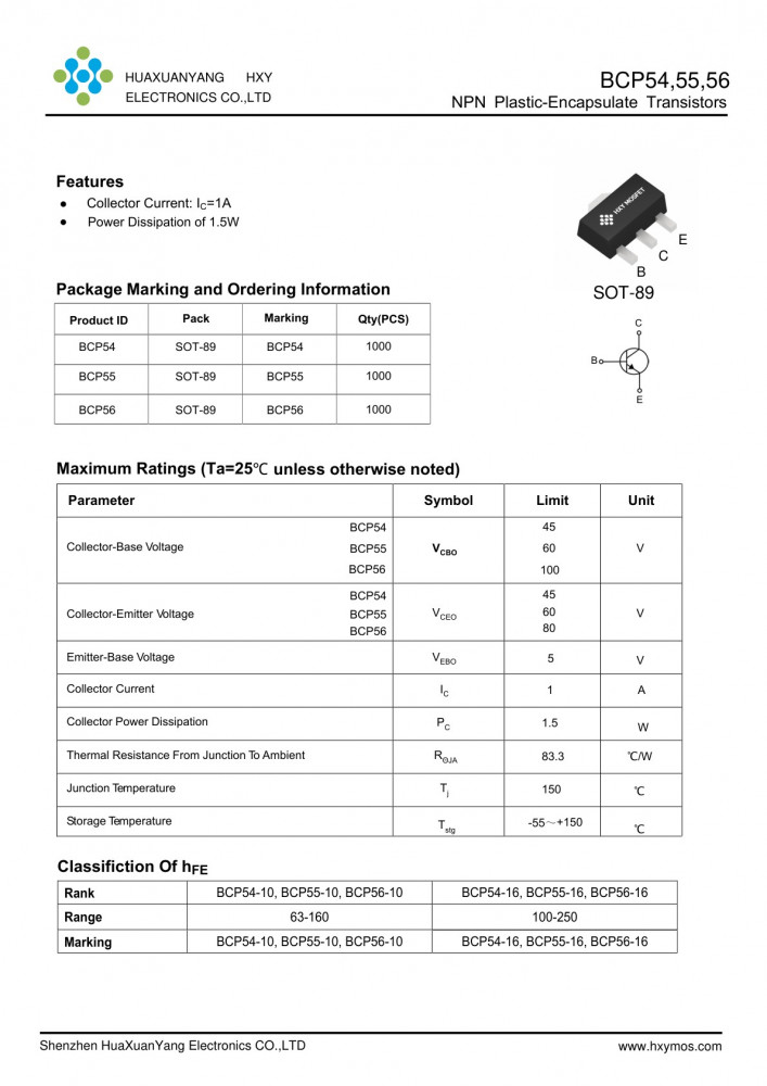 BCP55 datasheet page 1
