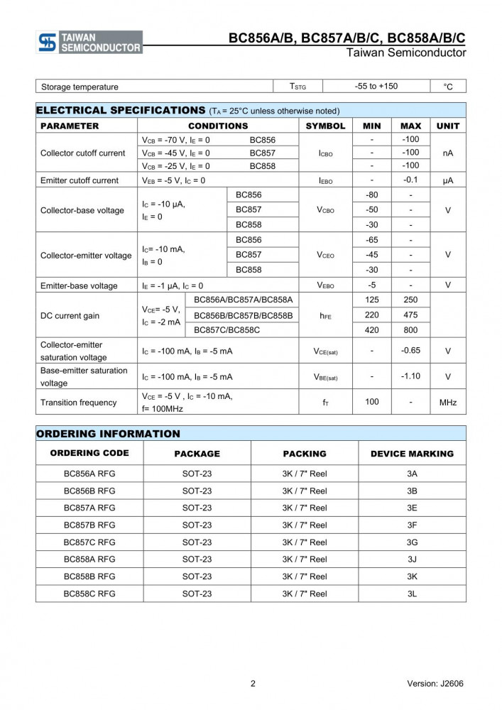 BC857C datasheet page 2