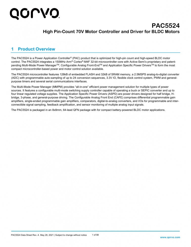 PAC5524QF datasheet page 1