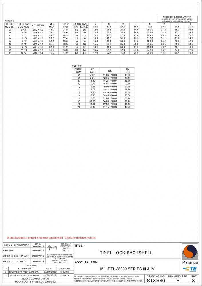 STXR40 Tinel-Lock backshell drawing page 3