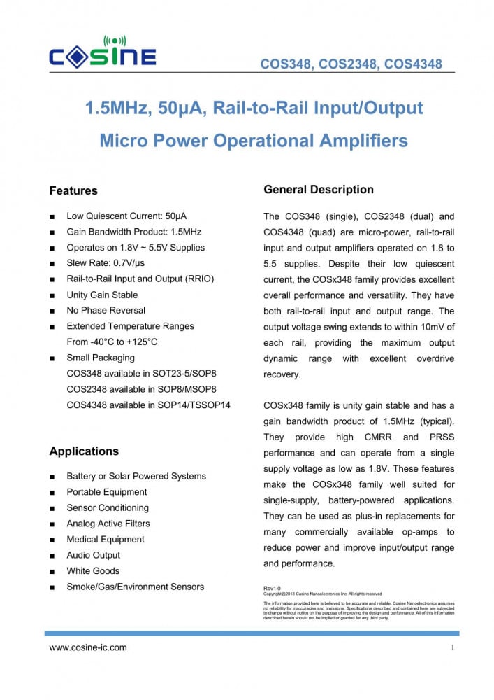 COS4348SR datasheet page 1
