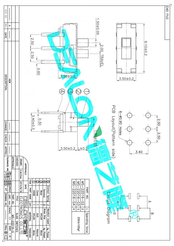 DEALON MS-22D16-G3 technical document page