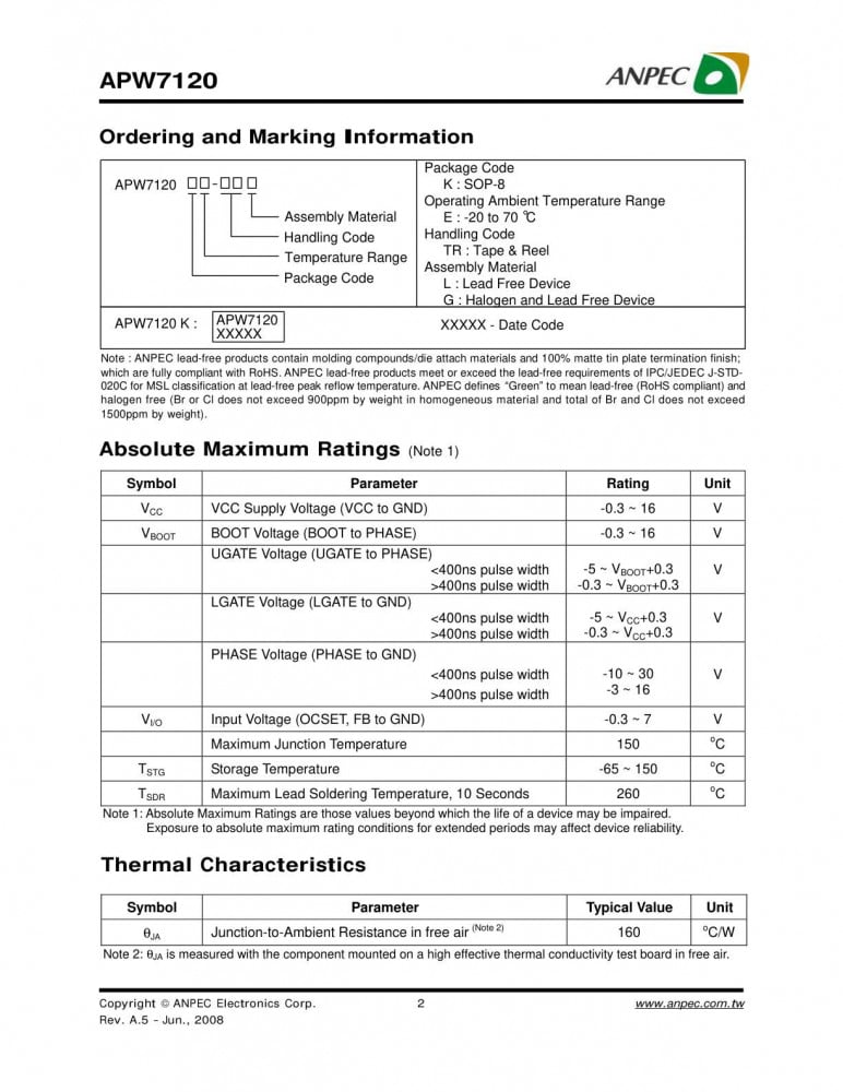 APW7120 datasheet page 2