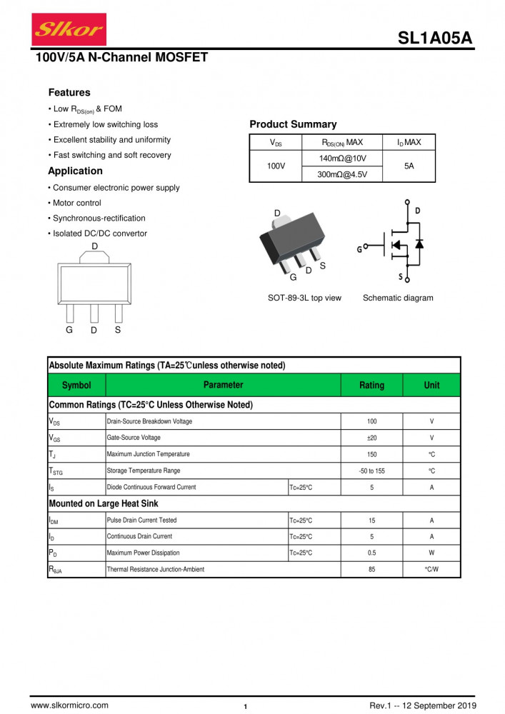 SL1A05A datasheet page 1