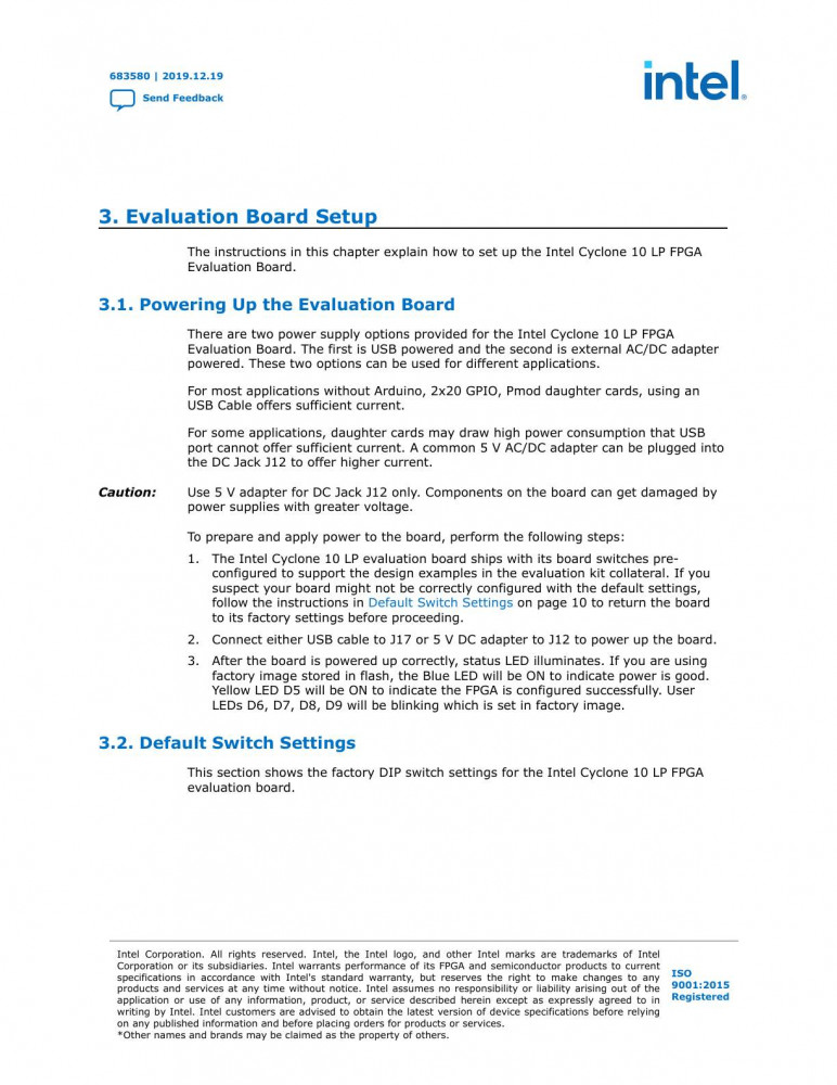 Intel Cyclone 10 LP Evaluation Kit User Guide page 10