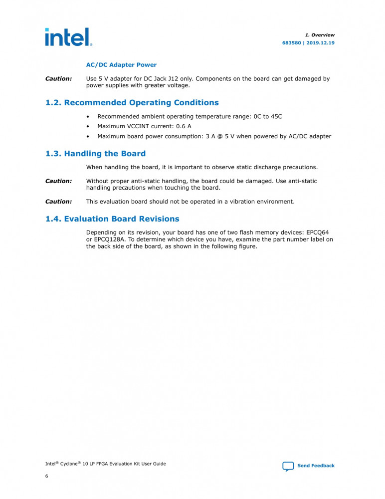 Intel Cyclone 10 LP Evaluation Kit User Guide page 6