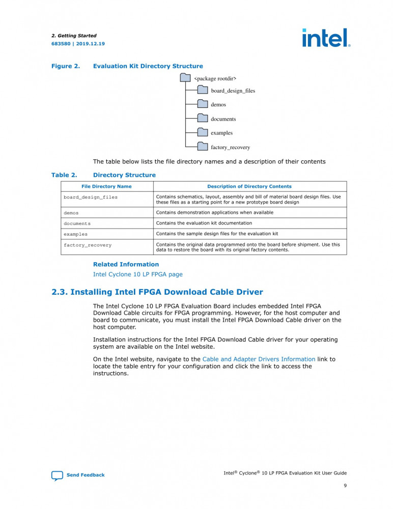 Intel Cyclone 10 LP Evaluation Kit User Guide page 9