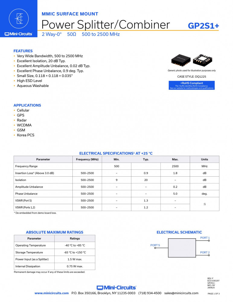 GP2S1+ technical document, page 1