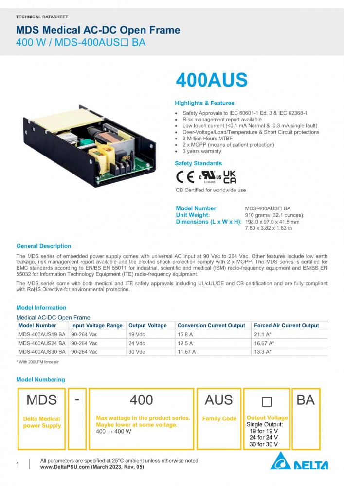 MDS-400AUS24 BA datasheet page 1