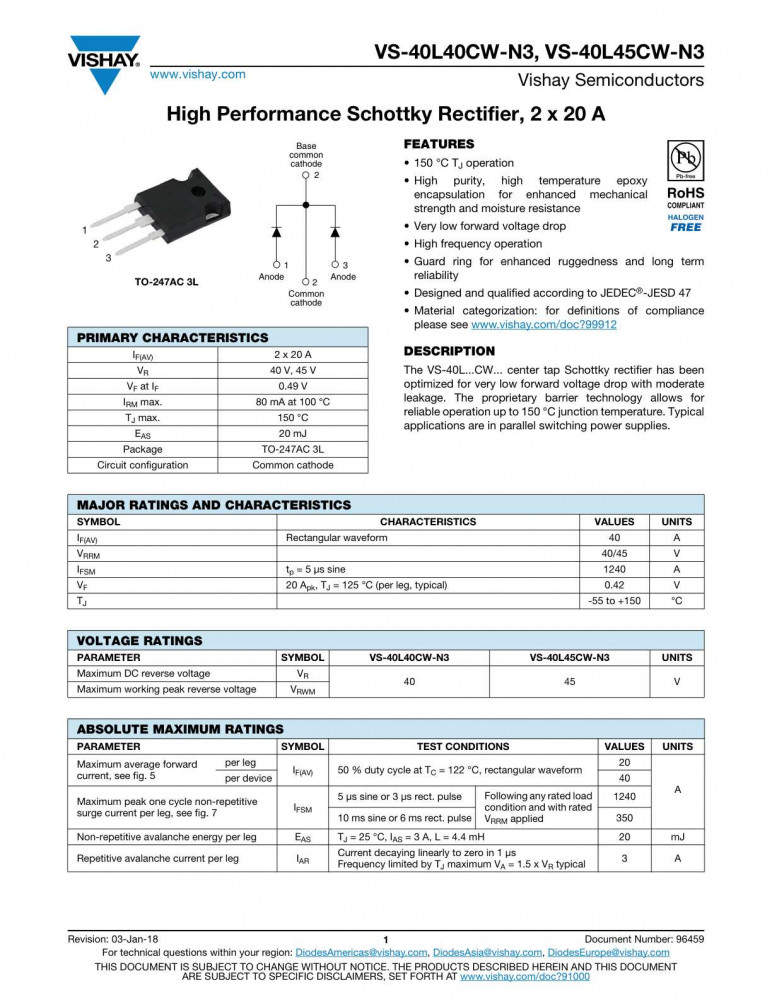 Vishay VS-40L4 datasheet page 1
