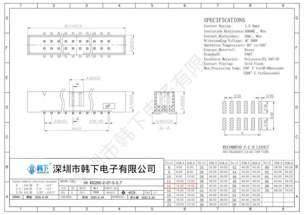 HX IDC200-2-07-S-5.7 technical drawing preview