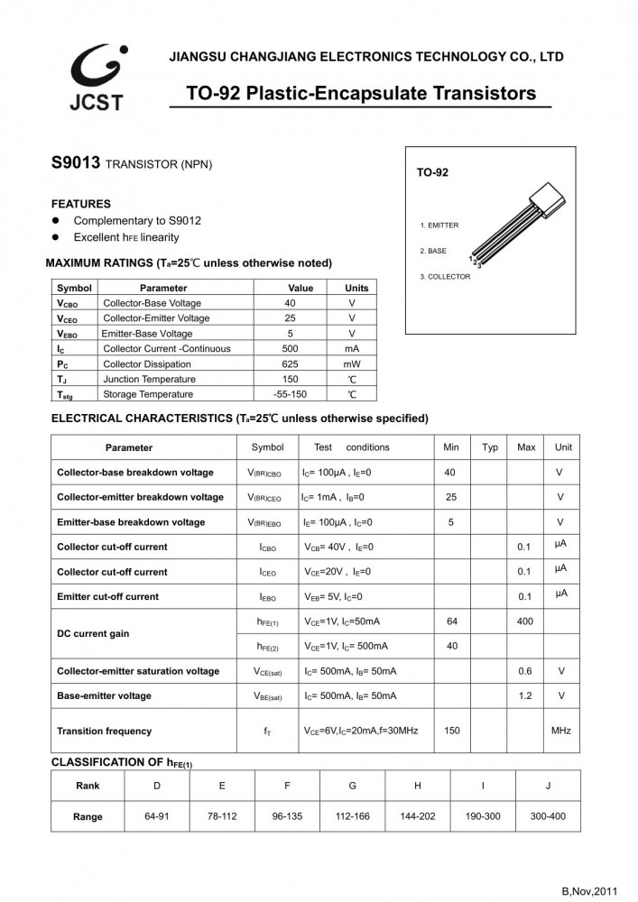 JSCJ S9013 datasheet page 1