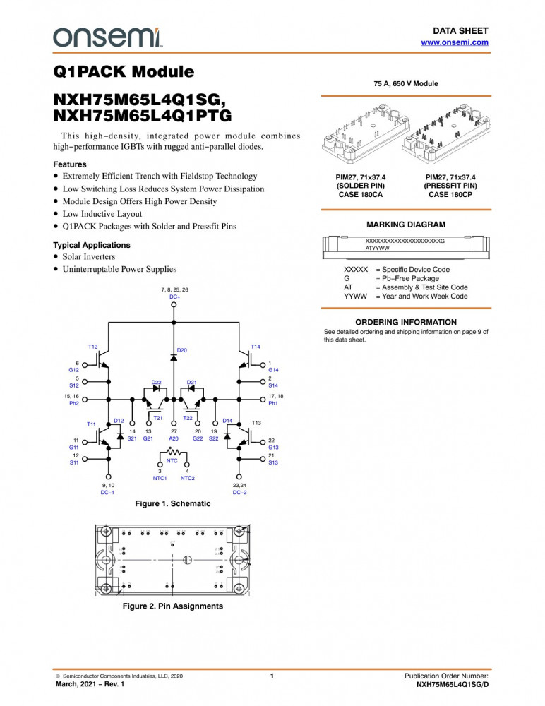 NXH75M65L4Q1 datasheet page 1