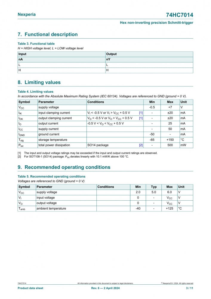 74HC7014 datasheet page 3