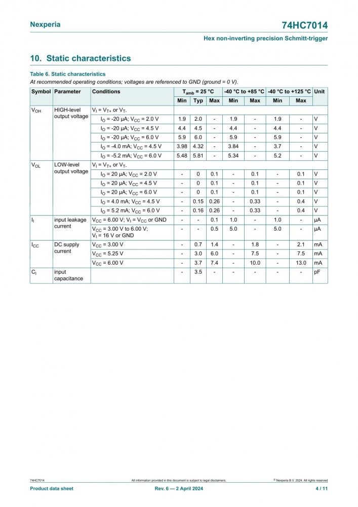 74HC7014 datasheet page 4