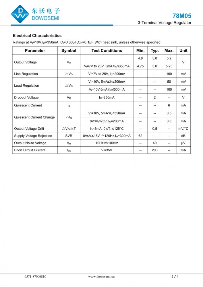 DOWO 78M05 datasheet page 2