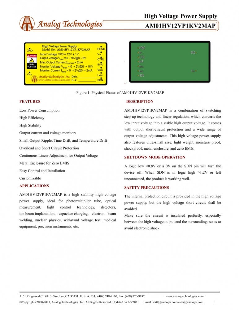 AM01HV12VP1KV2MAP technical document page 1