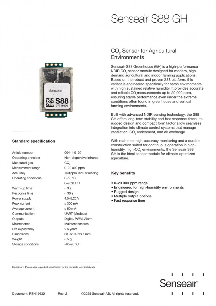 Senseair S88-GH product documentation preview