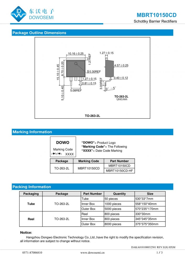 MBRT10150CD datasheet page 3