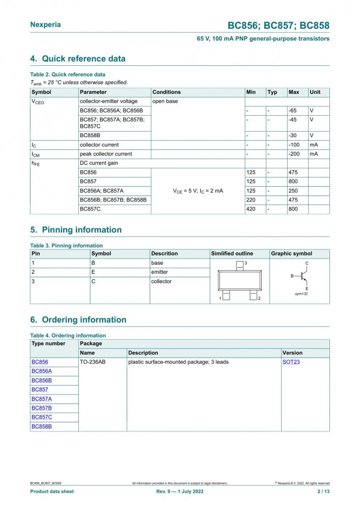 BC857C datasheet page 2