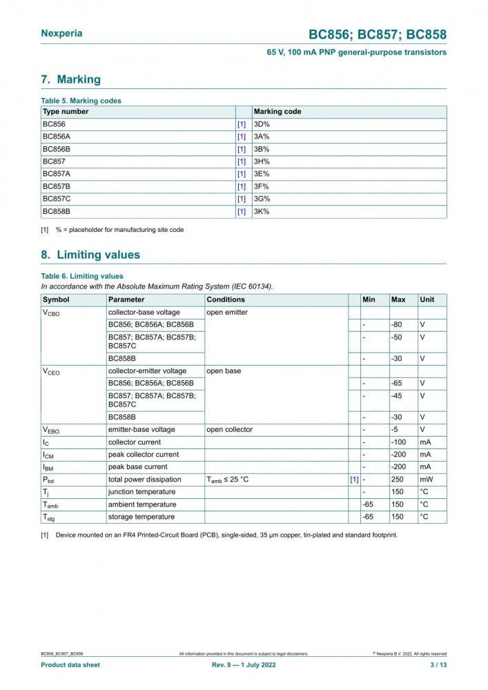 BC857C datasheet page 3