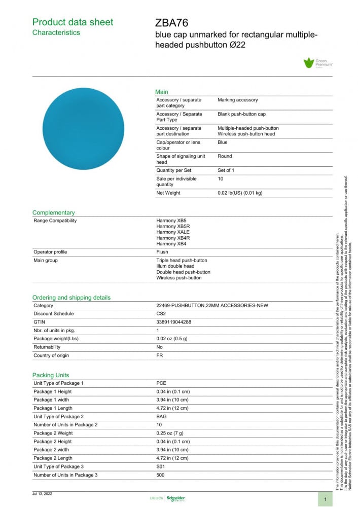 ZBA76 technical document page 1