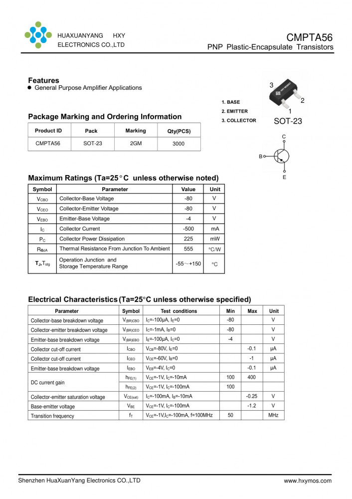 CMPTA56-HXY datasheet page 1