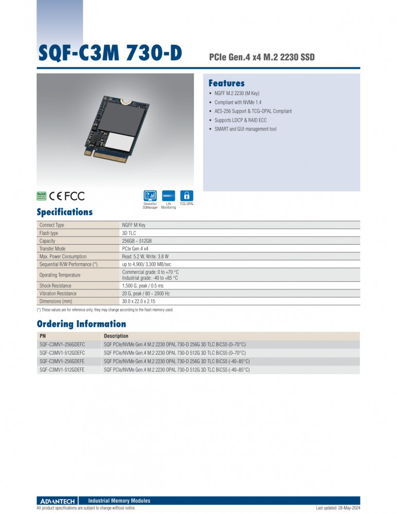 SQF-C3M 730-D technical document page