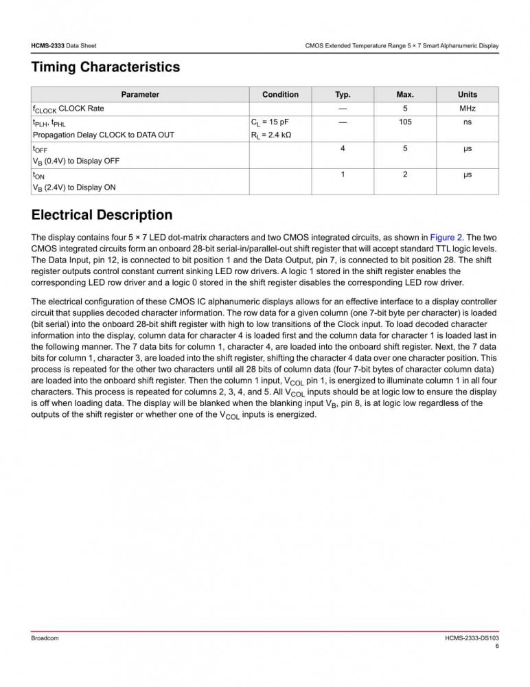 HCMS-2333 datasheet page 6