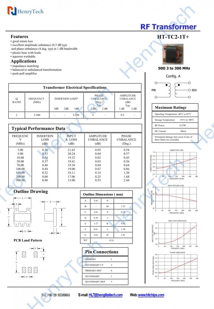 HT-TC2-1T+ technical document page