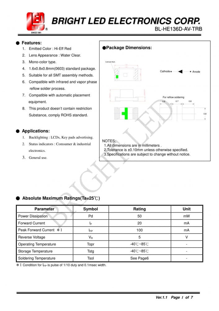 BL-HE136D-AV-TRB datasheet page 2