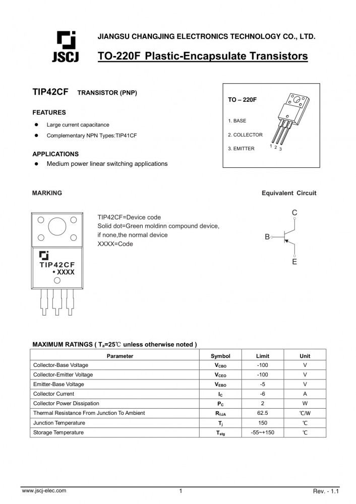 TIP42CF datasheet page 1