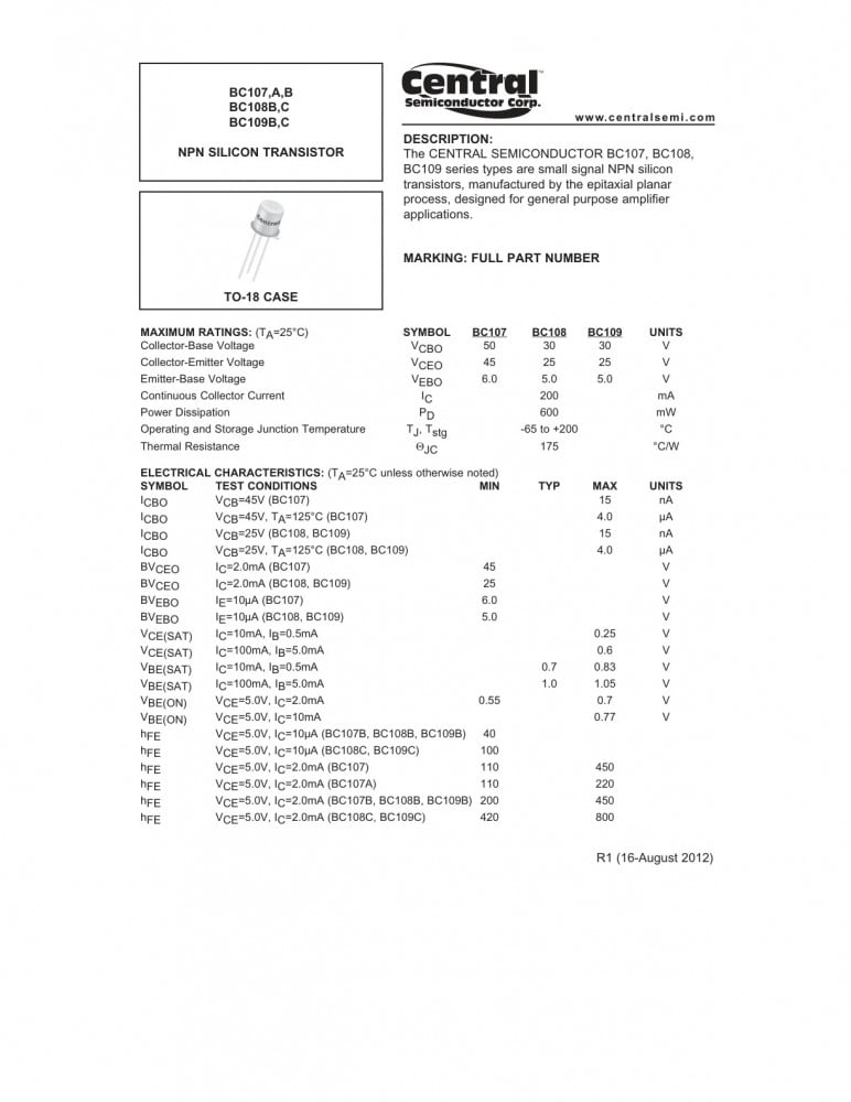 BC108B PBFREE datasheet page 1